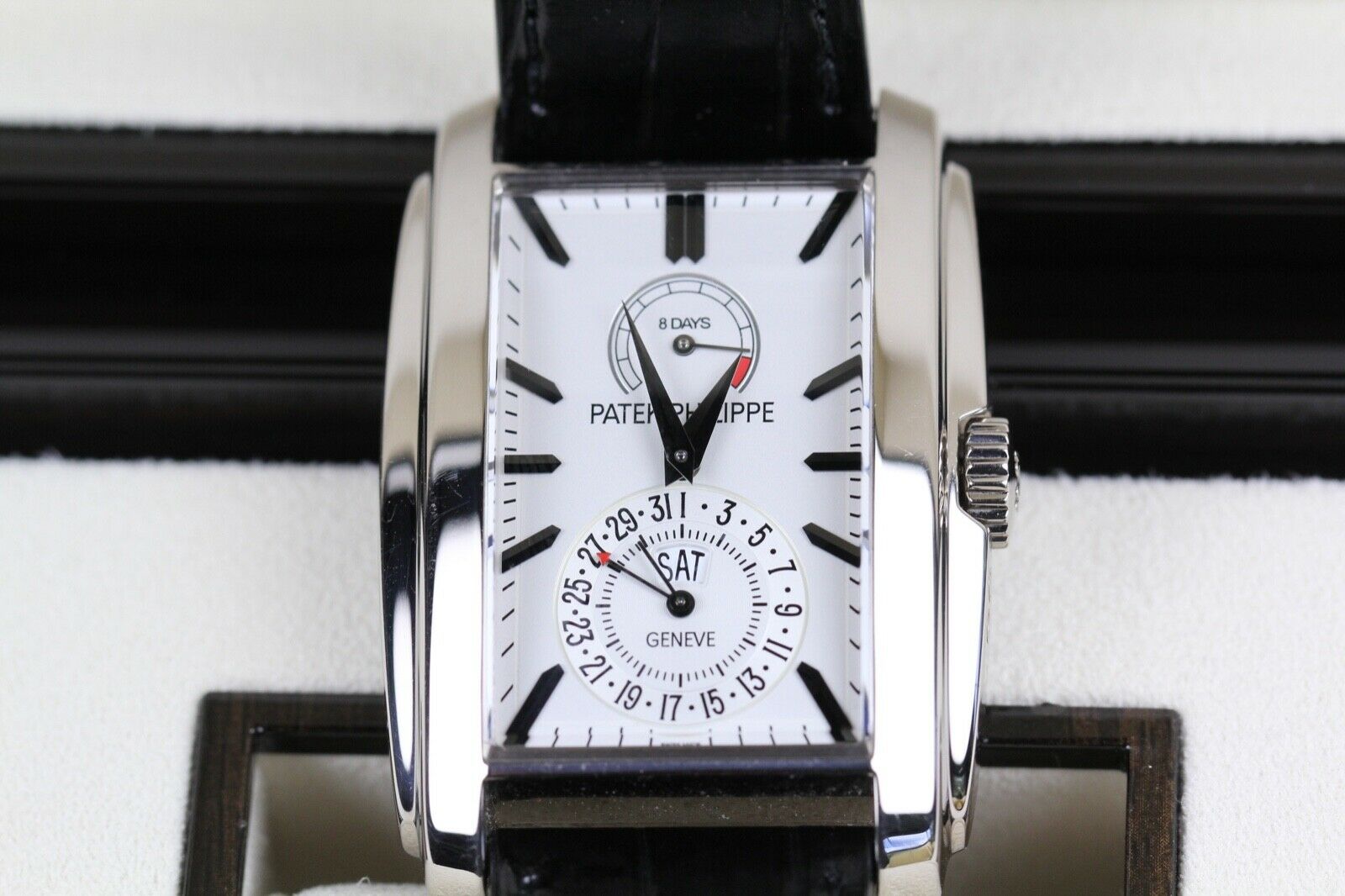 Patek Philippe Gondolo Silver White Dial 18K White Gold 5200G-010 8 Day ...