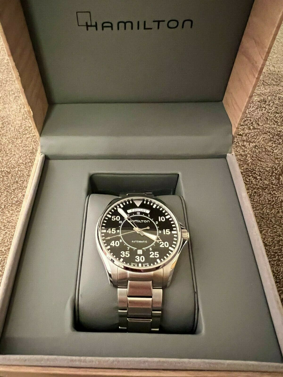 Hamilton Khaki Aviation Pilot Day Date H64615135/Black Dial "Interstellar" Watch | WatchCharts ...