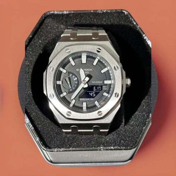 Casio G-SHOCK GA-2100 Custom Casioak Mod- Metal Royal Oak Silver ...
