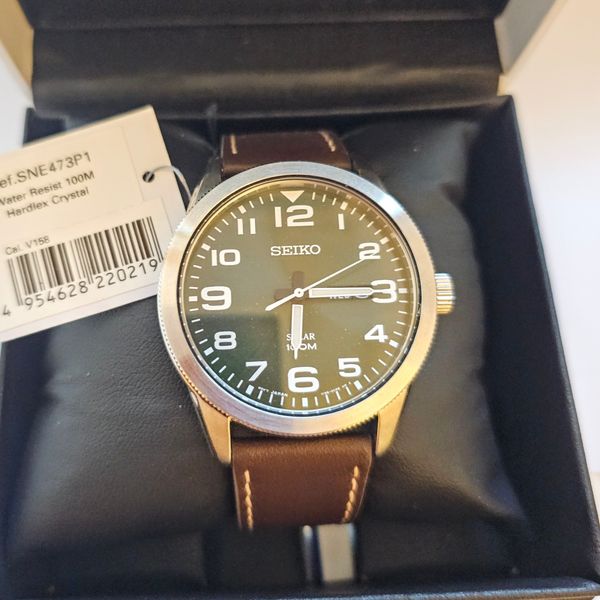Seiko Solar Powered Watch SNE473P1 With New Brown Leather Strap ...