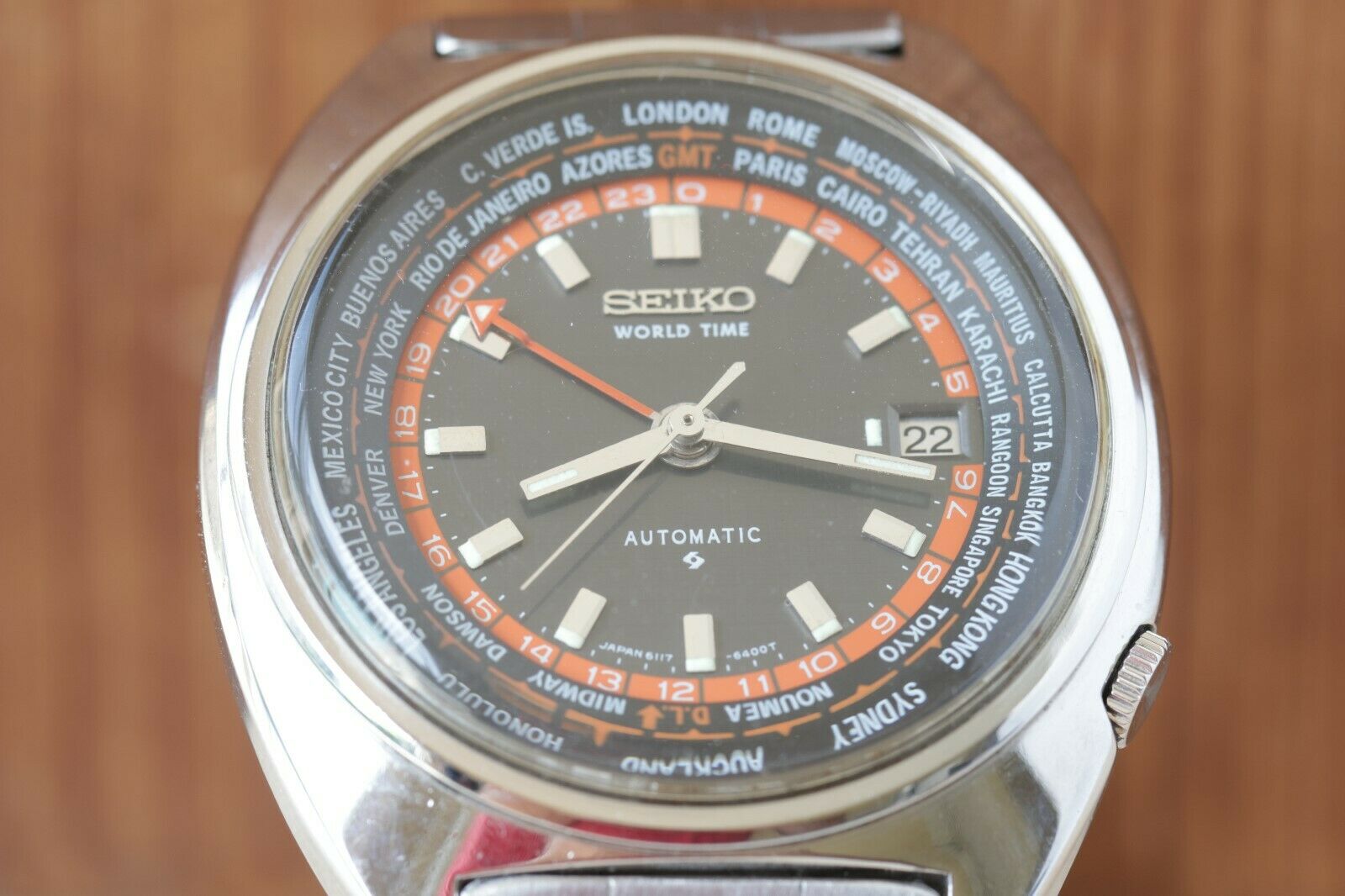 Seiko World Time 6117-6400 Black Dial with Recent Full Overhaul Service ...