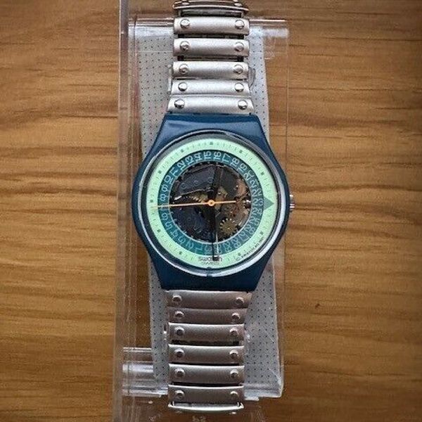 Rare Vintage 1992 GG403 Steel Lite Swatch Watch 34mm Gents Classic New ...