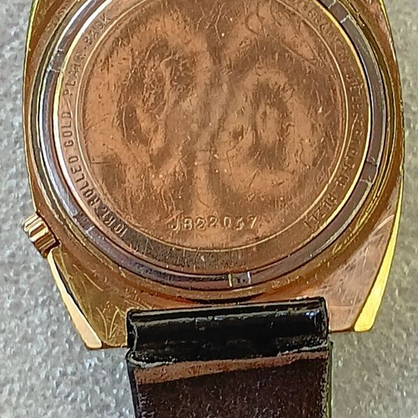 Vintage 1973 N3 2182 Bulova Accutron 10k Gold Filled BACK Croc Band ...