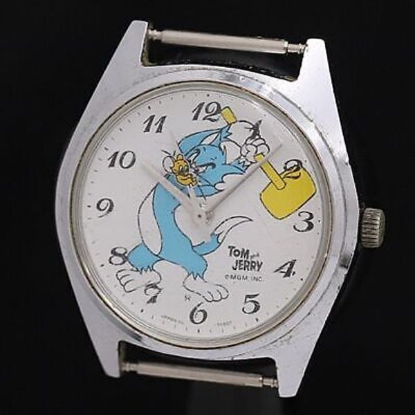 Seiko 5000-7000 Tom and Jerry Manual Wind Watch White Dial Vintage Rare ...