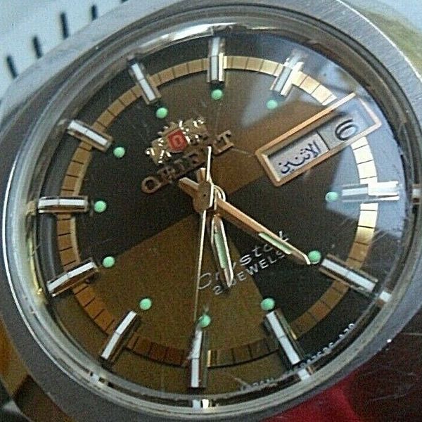 Original S/S Vintage Men's 1980's Orient Crystal 21 Jewel D/D Automatic ...