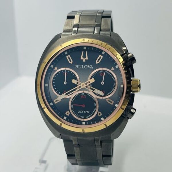 Bulova Curv Men's Chronograph 262khz Gunmetal Steel Sapphire 43mm Watch ...