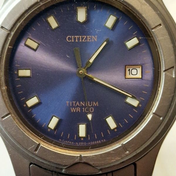 Citizen Men's Slim Line Quartz Titanium Calendar 2510-H21670 Wristwatch ...