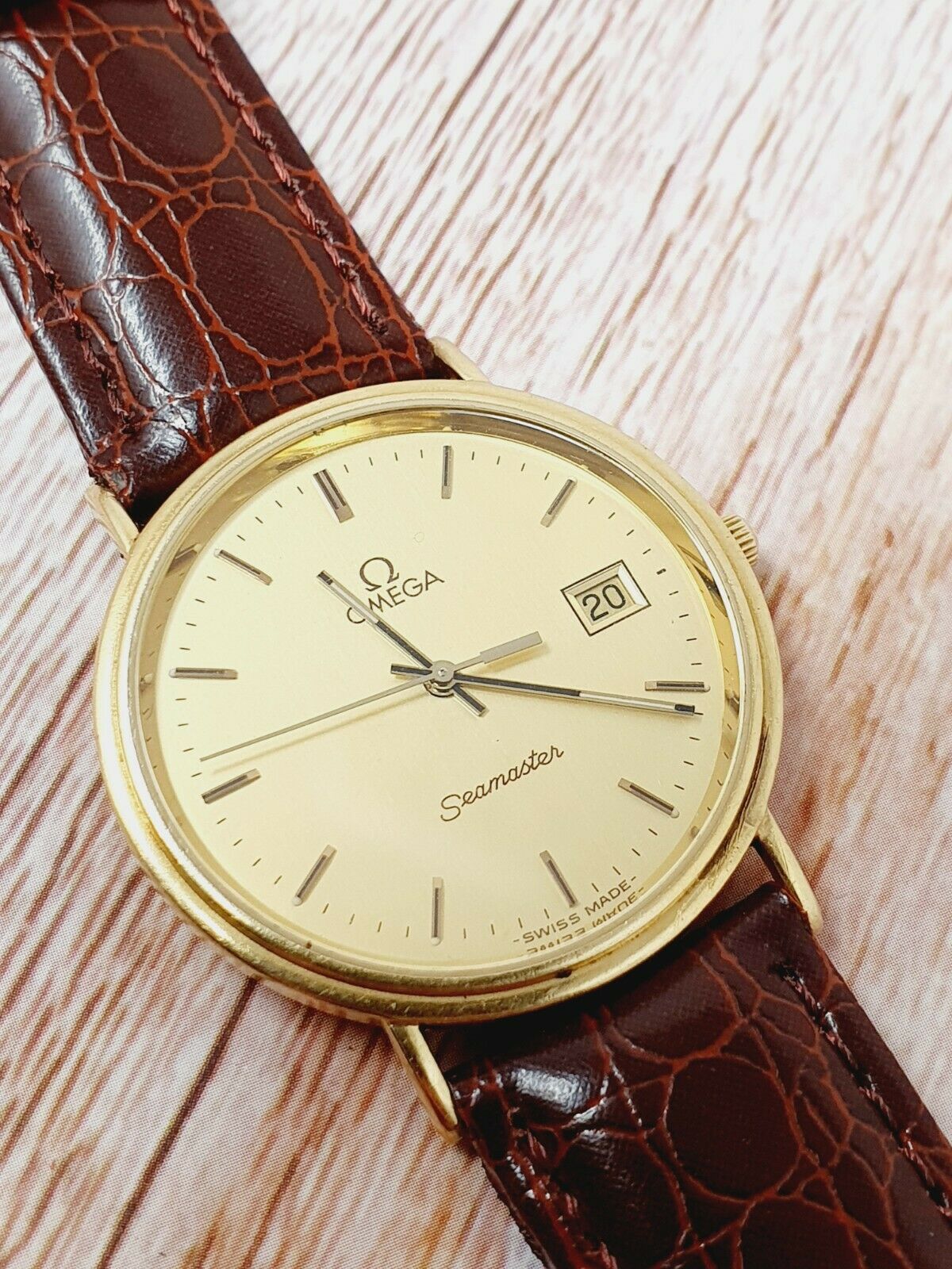 Vintage 18k Solid Gold OMEGA Seamaster Jubilee BA 196.750 MZ Watch 1987 33mm | WatchCharts ...