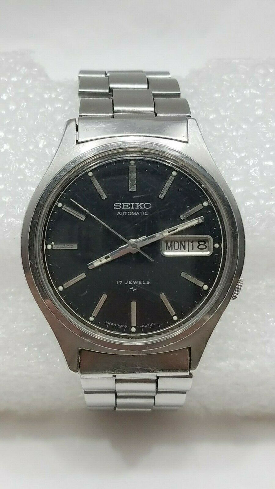 Vintage SEIKO Automatic Stainless Steel Day/Date Watch 7009-8029P w ...