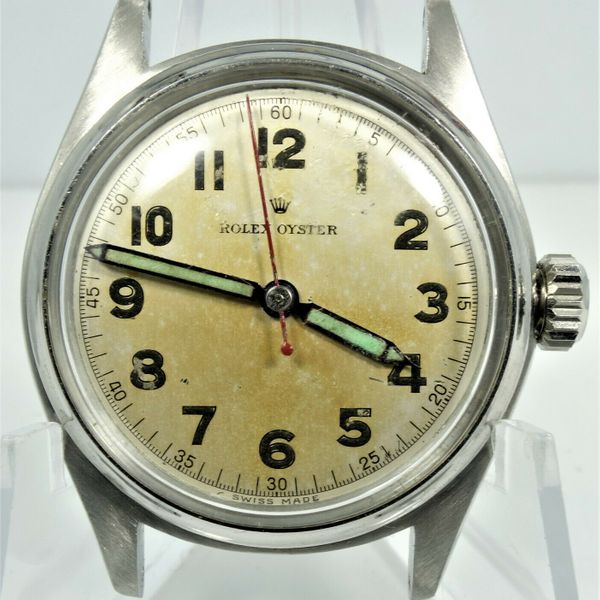 Running 1945 Stainless Steel Ref 4444 15J Rolex Oyster Wrist Watch 31mm ...