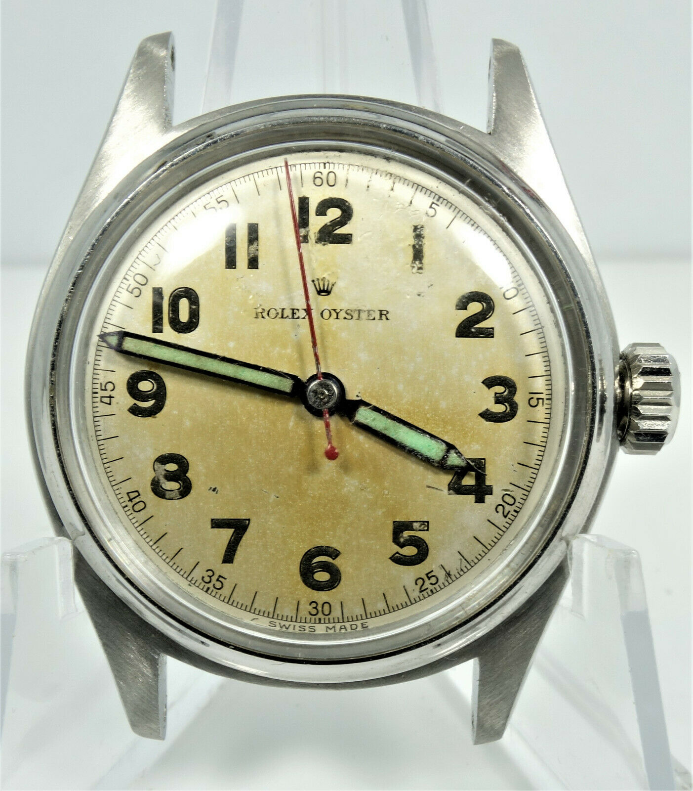Running 1945 Stainless Steel Ref 4444 15J Rolex Oyster Wrist Watch 31mm ...