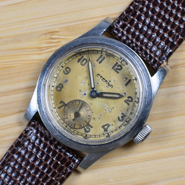 Vintage ETERNA Tre Tacche Stainlees Steel Stepped Case Manual Wind ...