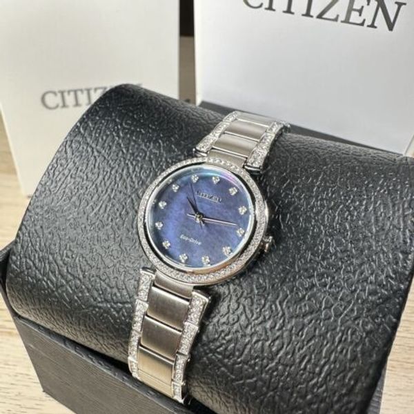 NEWâ Citizen Eco-Drive Crystal Blue Mother of Pearl Dial EM0840-59N ...