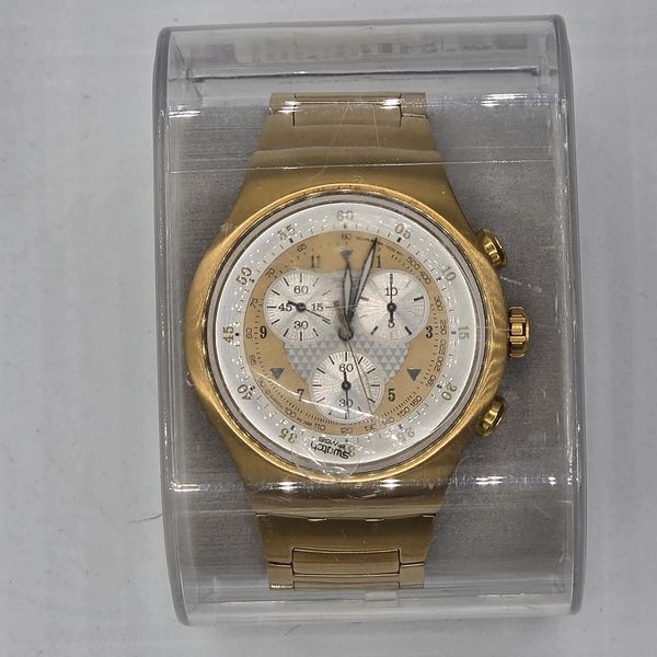 Swatch Irony Golden Chest Chronograph Men's Watch YOG100G Working Watch ...
