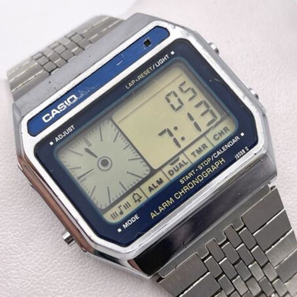 Rare Vintage Casio Chronograph Watch 118 AX-210 Alarm S.Steel Band ...