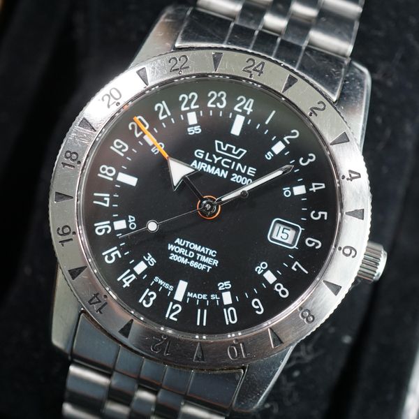 [WTS] Glycine 3764 Airman 2000 Worldtimer GMT Black Dial Automatic ...