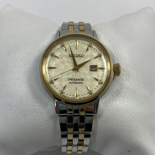 Seiko Presage Cocktail Time Diamonds Automatic Two Tone Ladies Watch ...