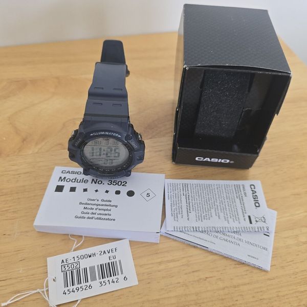 Casio Men's Blue Digital Resin Strap Watch Module 3502 Model AE-1500WH ...