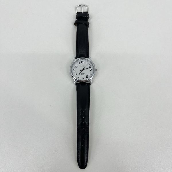 Timex Indiglo WR30M Men's Watch 36MM Day Date Silver w/ Black Leather ...