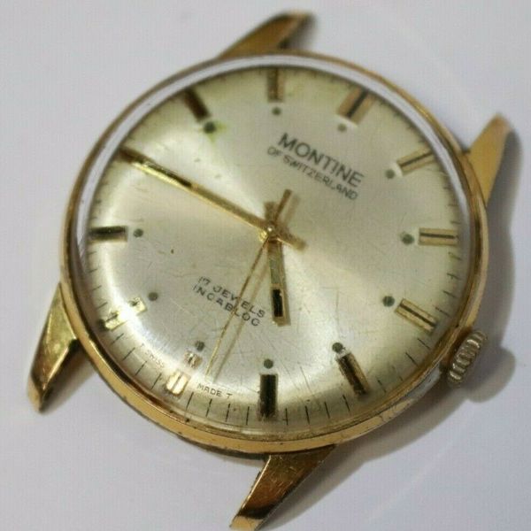 Vintage Montine Of Switzerland Mens 17 Jewel Incabloc Gold Plated Watch ...
