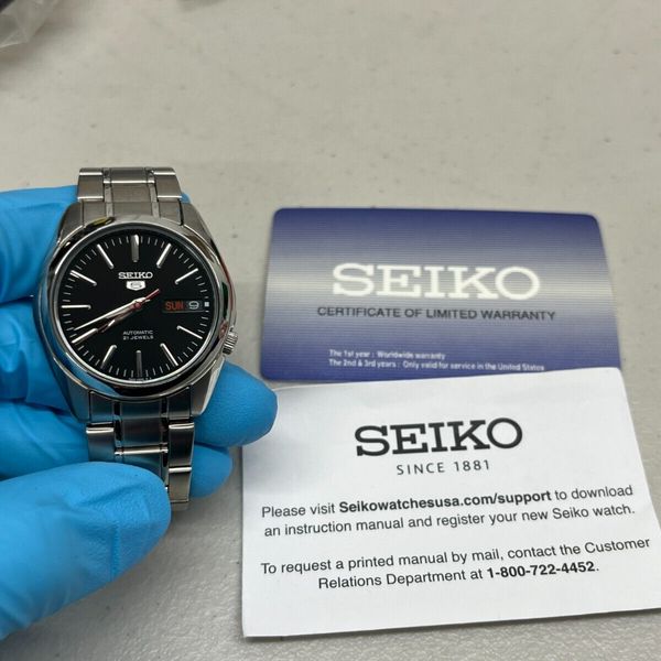 SEIKO 5 SNKL45 Men's Automatic Day-Date Black Dial Stainless Steel ...
