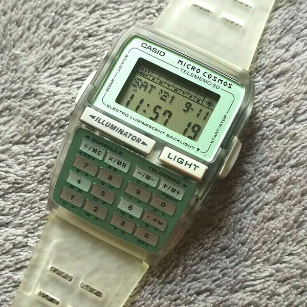 new casio dbc-63 micro cosmos green databank telememo 50 alarm chrono ...
