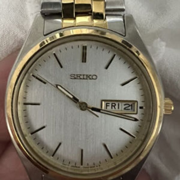 Vintage Seiko 7N43-9048 Mens Dual Tone Analog Quartz Watch Day Date | WatchCharts Marketplace