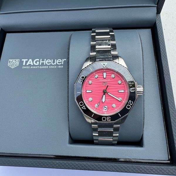 TAG HEUER AQUARACER PROFESSIONAL 300 DATE. 36mm WOMENS PINK FACE ...
