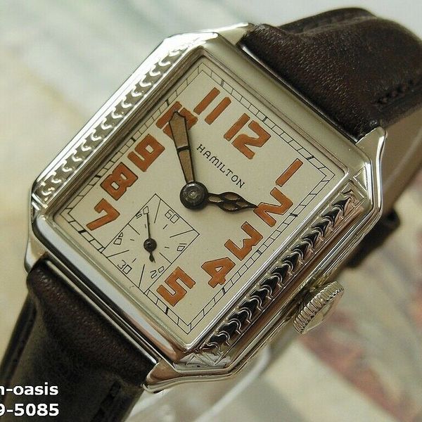 Vintage 1931 HAMILTON Square B Cut Corner, Stunning Silver Dial ...