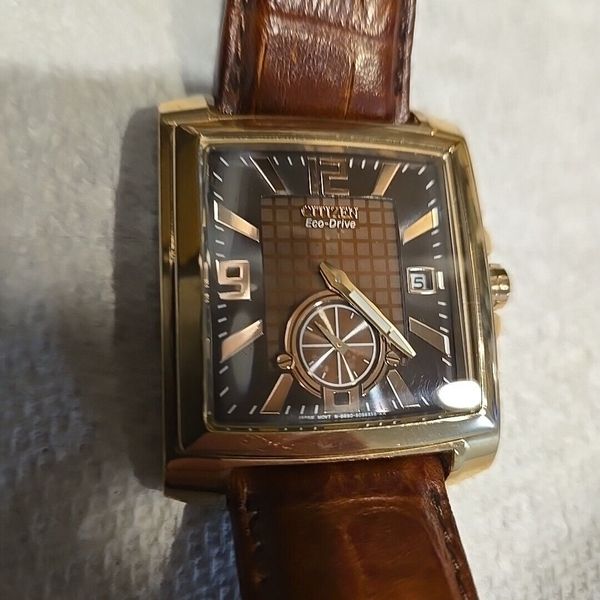 Citizen Large Square Face Mens Watch Eco-Drive gn-o-s-9 Working ...