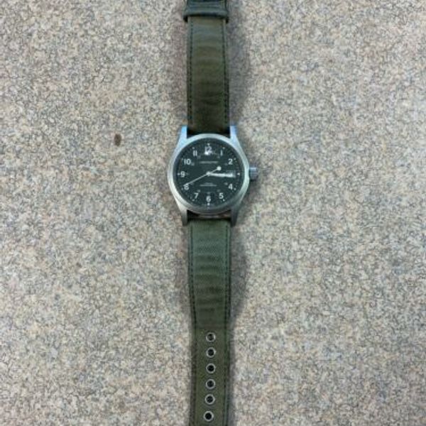 Hamilton H694190 Khaki Field Mechanical Green Dial Canvas Men's Watch ...