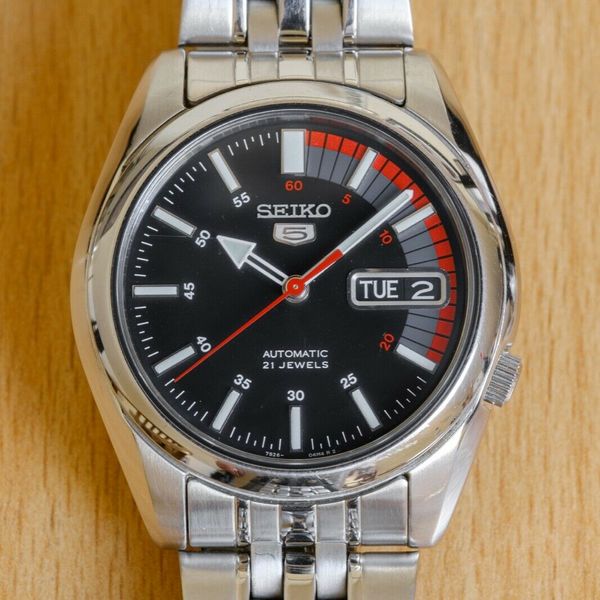 ‘SEIKO 5’ SNK375K1 Automatic Black Racer Watch | WatchCharts Marketplace