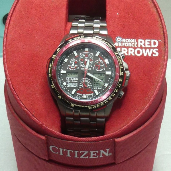 Citizen Skyhawk Red Arrows Titanium Eco-Drive Watch - Running & Boxed ...