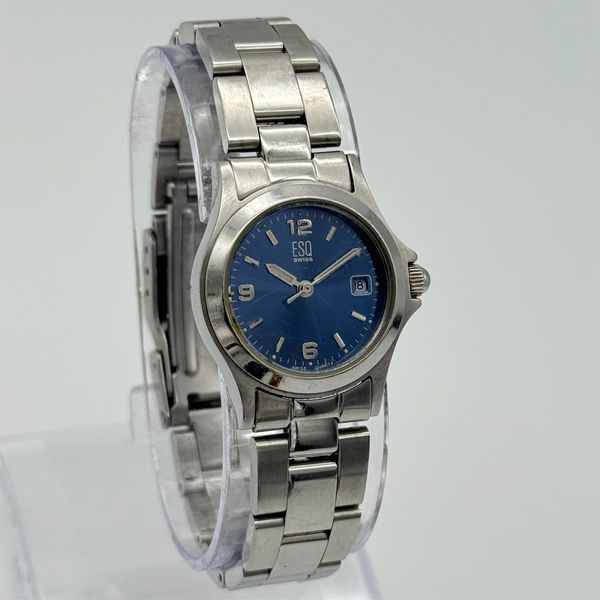 Women's ESQ Esquire Movado Swiss Quartz All Steel Bracelet Watch Blue ...