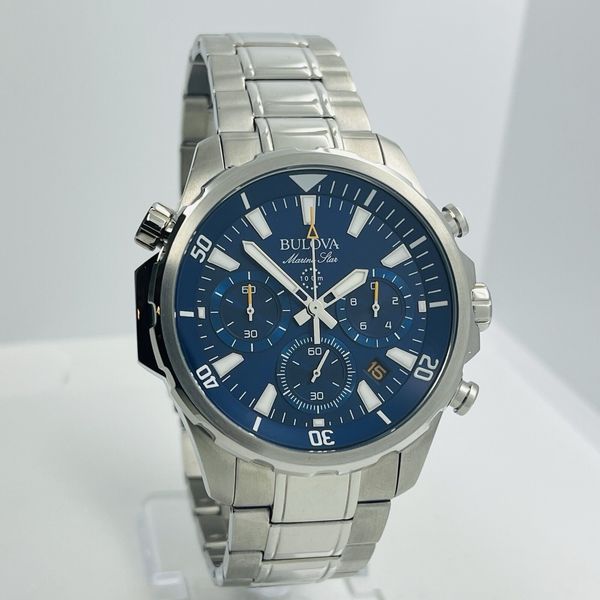 Bulova Marine Star Men's Blue Dial Chronograph 44mm Stainless Steel ...