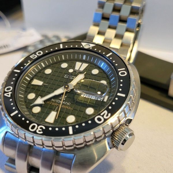 Seiko Prospex Men's "King Turtle" Dive Watch - SRPE05K Green Waffle ...