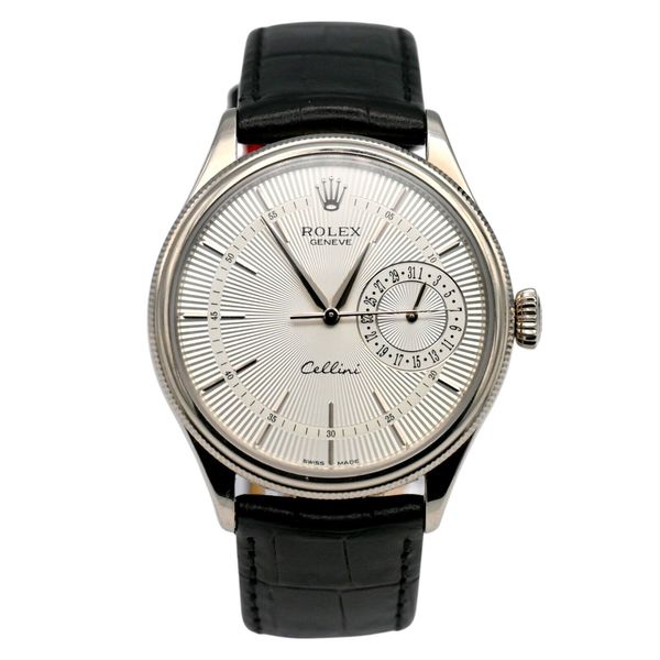 ROLEX CELLINI 50519 SILVER GUILLOCHE DIAL AUTOMATIC WRISTWATCH 18K ...