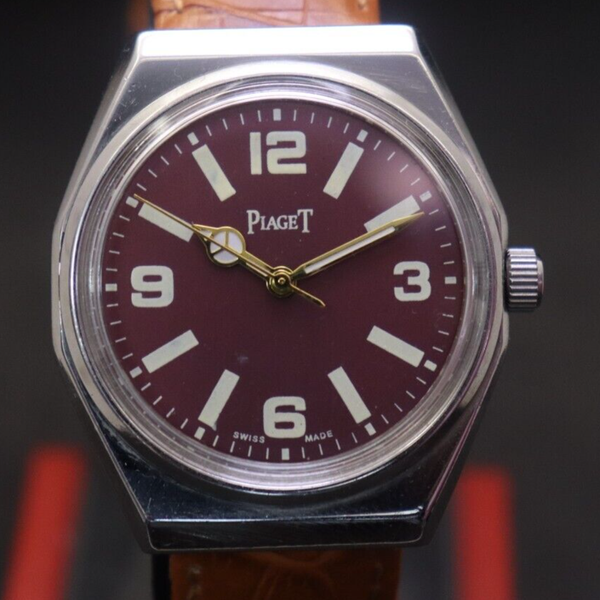 vintage PiAGET 17 jewels manual winding red dial swiss made men's watch ...