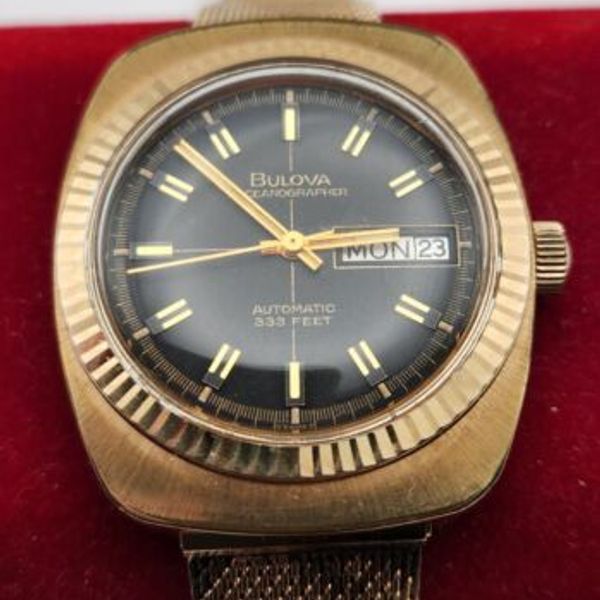 Vintage 1971 Bulova Oceanographer Automatic 333 Ft Menâ s Watch Black ...