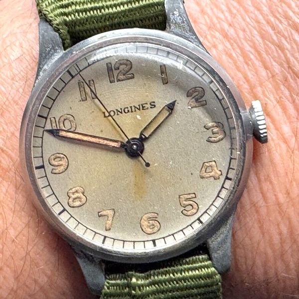 VINTAGE LONGINES 1940's WW2 MANUAL WIND WW2 ORIGINAL DIAL MILITARY ...