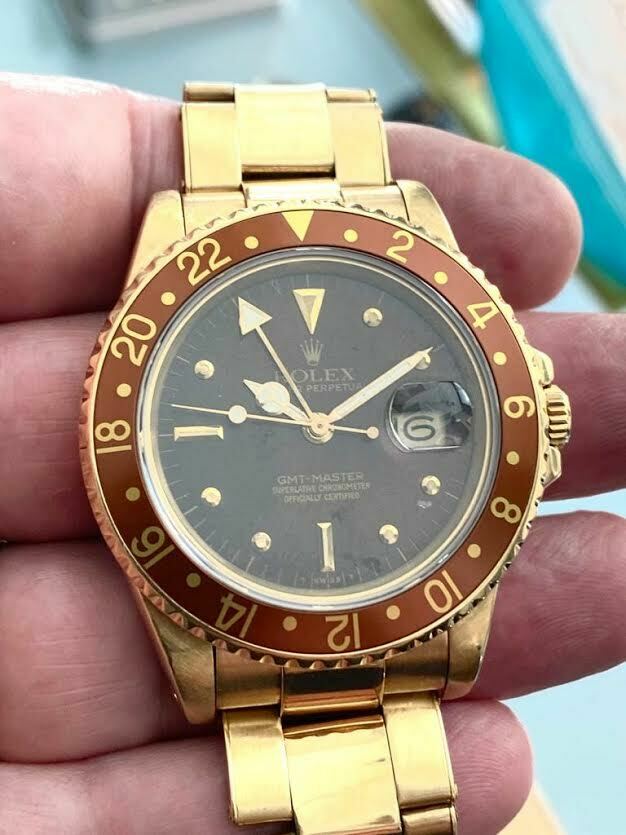 Rolex 16758 GMT-Master 18k Yellow gold Chocolate Dial Mens Watch ...
