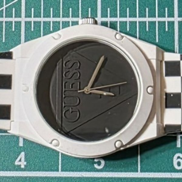 GUESS Watch Black & White Checkered Black Logo Face # U0979L29, New ...