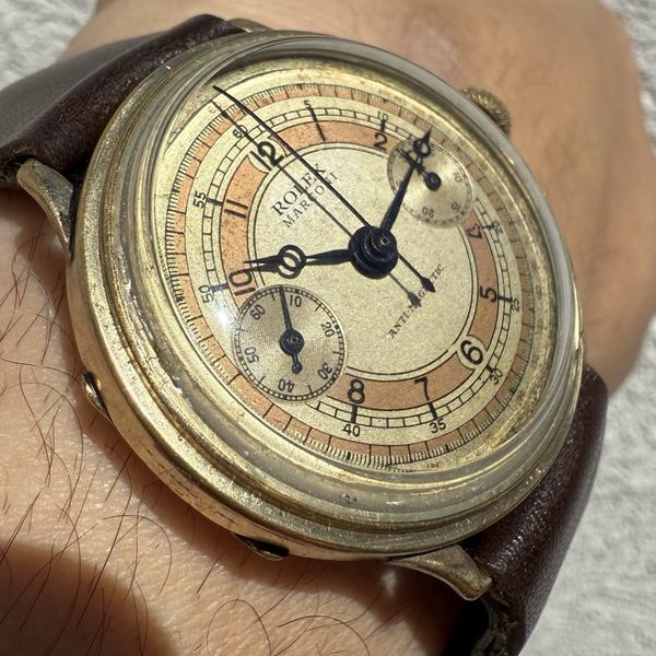 Vintage rolex marconi Chronograph two tone dial swiss watch ...