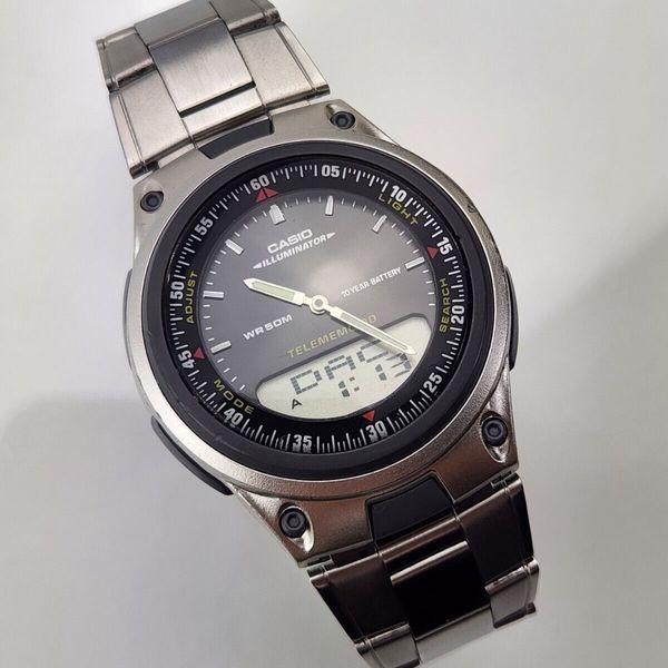 Casio AW-60 Telememo 30 World Timer Watch 3 Alarm Chronograph Stainless ...