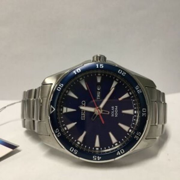SEIKO Solar Blue Dial Stainless Steel Watch - SNE391 | WatchCharts