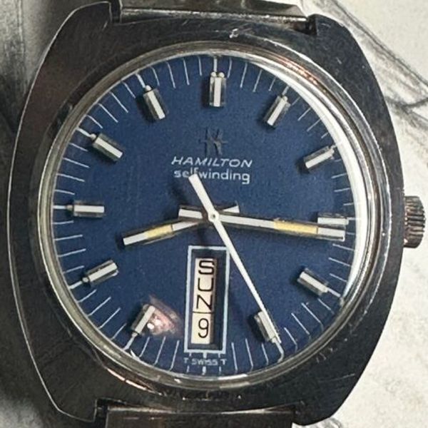 Hamilton 825-002-3 Day Date Automatic Stainless Blue Dial Tritium Mens ...