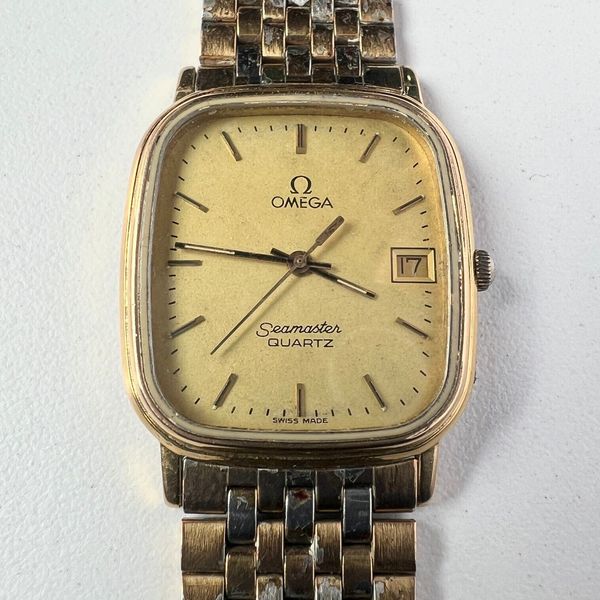 OMEGA Seamaster Cal 1430 Quartz Watch Vintage Mens 196.0267 Gold Dial ...