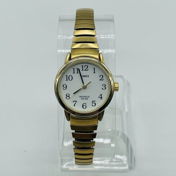 Vintage Timex Watch Women Indiglo 25mm Gold Tone Stretch WR30M New Battery | WatchCharts Marketplace