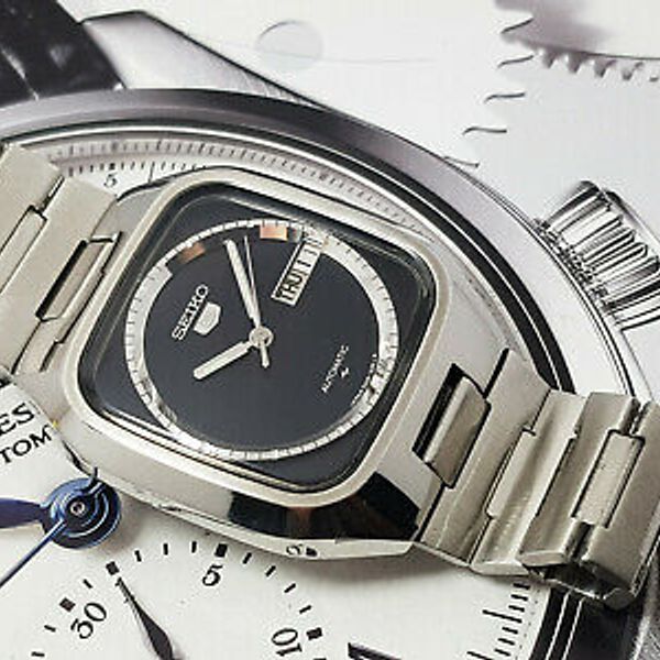 RARE Vintage Seiko 5 7009-5220 TV DIAL Automatic Black Dial ...