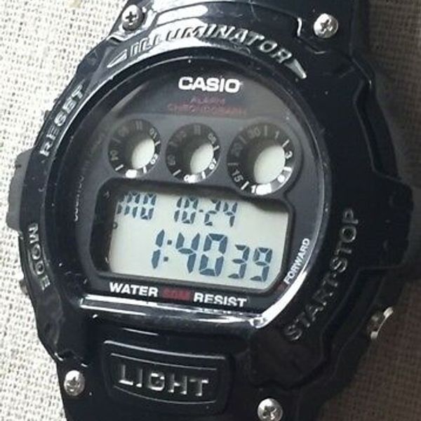 CASIO 3225 W-214HC Illuminator BLACK Wristwatch Watch RUNS ...